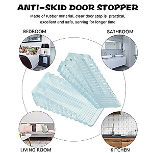 4 Pcs Clear Door Stop Rubber Door Stop Wedge Anti-Slip Rubber Door Stop Transparent Door Stop Clear Rubber Door Stop Rubber Door Stopper Wedge Non-Slip Rubber Door Stop Door Wedge