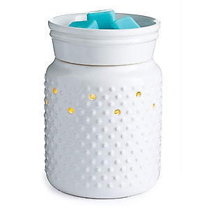 CANDLE WARMERS ETC Illumination Fragrance Warmer Gift Set, White Hobnail with Vanilla Cinnamon and Sugared Citrus