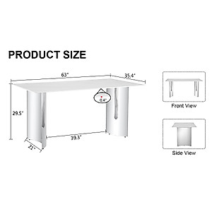 Pvillez 63" Dining Table, Imitation Marble Dining Table Set for 6 8, Modern Kitchen Table and Chairs for 4 6, Dinner Table with Craft Glass Desktop Steel Legs (Table1+6pcs Black Chair)