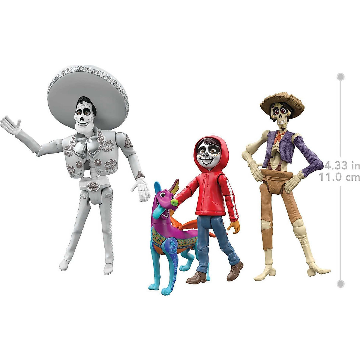 Disney Pixar Coco Storyteller Action Figure Multi-Pack, Miguel Hector Ernesto Dante In the Land of the Dead, Posable Movie Toys