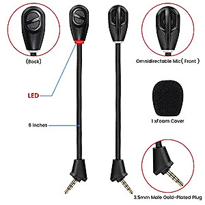 Microphone Replacement for Kingston HyperX Cloud II Wireless Gaming Headset, Detachable Mic Boom with LED Mute Indicator on PC PS5 PS4 Xbox Series X/S