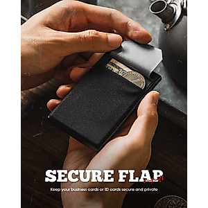 DUGRAFT Credit Card Holder with Money Pocket Mens Minimalist Slim Aluminum Metal Pop Up Wallet for Men RFID Blocking Business Card Holder with Gift Box, Holds 5-7 Cards and Cash, Black