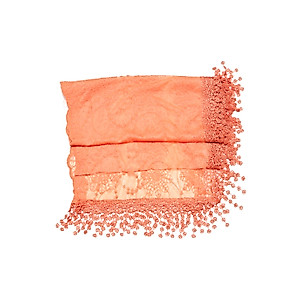 Women's lightweight Feminine lace teardrop fringe Lace Scarf Vintage Scarf Mesh Crochet Tassel Cotton Scarf for Women,One Size,Orange