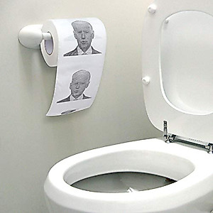 Joe Biden Toilet Paper and Brush With Holder | Funny Political Novelty Gag Gift | Make Your Friends and Family Laugh Out Loud | White Elephant Joke Gift