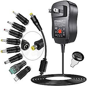 [Upgraded Version] SoulBay Universal AC/DC Adapter Multi-Voltage Regulated Switching Power Supply with 8 Selectable Adapter Plugs, for 3V to 12V Home Electronics, 2Amps Max