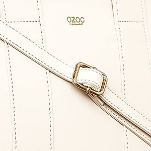 Ozok 50201 Women's Shoulder Bag, Tote Bag, Synthetic Leather, Faux Leather, 2-Way, Crossbody, White