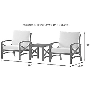 Crosley Furniture Kaplan 3-Piece Outdoor Chair and Side Table Set, Patio Conversation Sets for Porch, Deck, Oiled Bronze with Mist Cushions