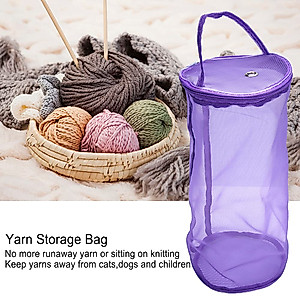 Hilitand Mesh Bag Lightweight Portable Yarn Wool Bag, Knitting Crochet Thread Storage Organizer Tote 12.2x5.3inch/5.1x5.1inch(Purple L)