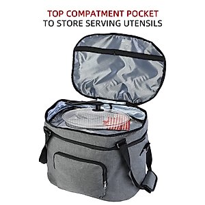 Double Layers Slow Cooker Bag，Carry Case with Top Zip Compartment and Accessory Pocket , Insulated Slow Cooker Carrier Fits for Most 68 Quart Oval Slow Cooker, Fabric waterproof ,Easy to clean.(Bag