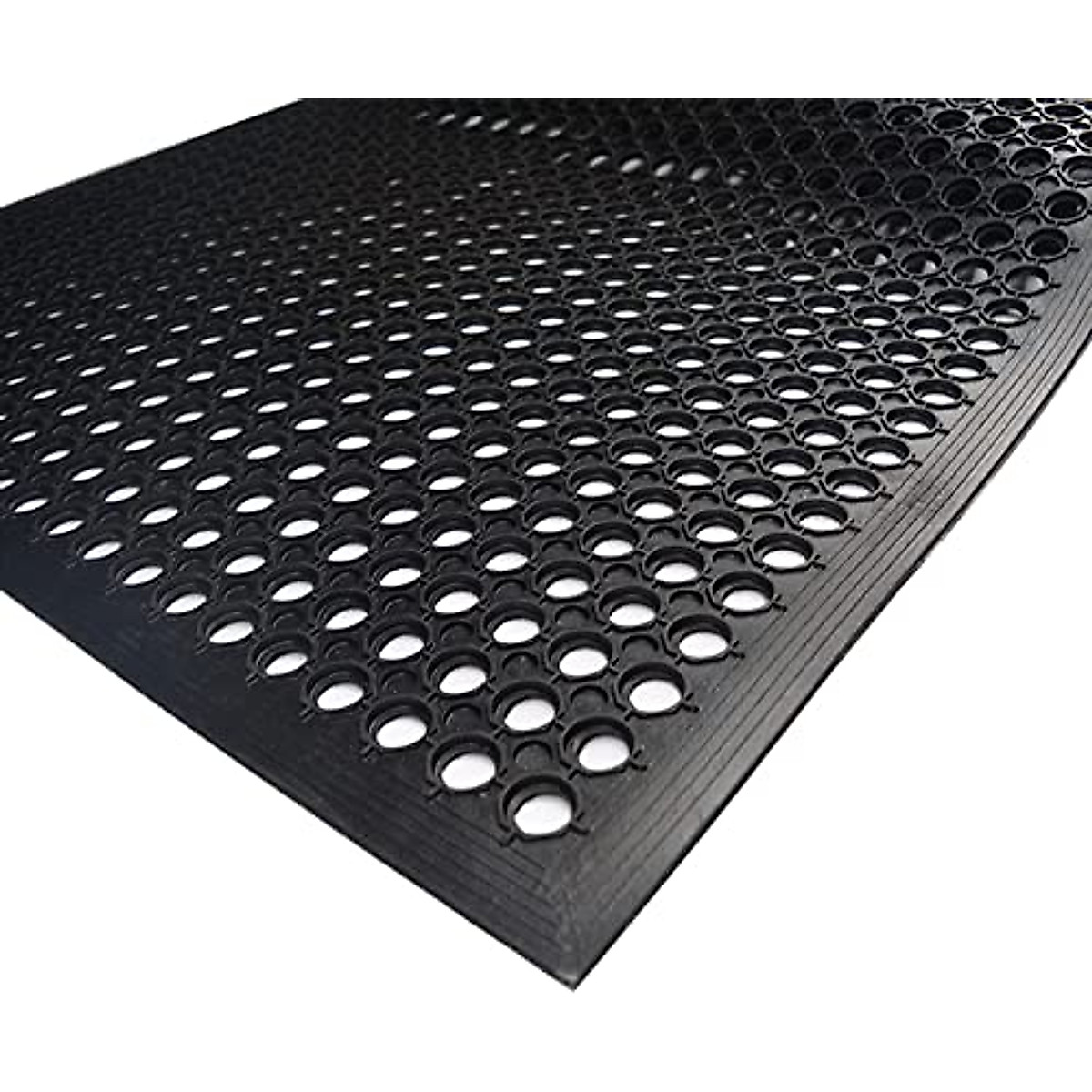 Lovinland Outdoor Rubber Drainage Mat Non-Slip Mat 60 x 35 Inch Commerical Heavy Duty Mat for Resturant Kitchen Bar Garage Garden Industral Indoor Use Black