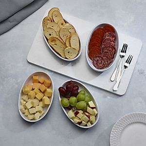 Pfaltzgraff Burrito Oval Set of 4 Dip Fruit Bowls, 7-Inch, White