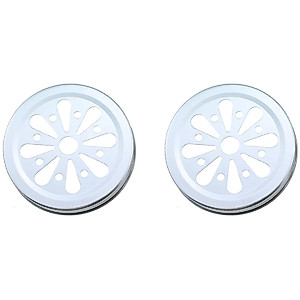 TAODAN 8pcs Mason Can Jar Lids Regular Mouth Jar with Flower Canning Lids Rustproof Daisy Cut with Straw Hole for Mason, Ball, Canning Jar