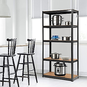 Giantex Storage Rack Shelving Unit Storage Shelf Steel Garage Utility Rack 5-Shelf Adjustable Shelves Heavy Duty Display Stand for Books, Kitchenware, Tools Bolt-Free Assembly 36"x 16"x 72” (1)