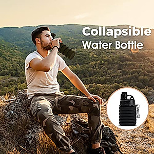 MAKERSLAND Collapsible Water Bottle for Adults, Boys, Students, Kids, Reusable Silicone Foldable Water Bottles for Travel Camping Hiking, Portable Sports Water Bottle, Black