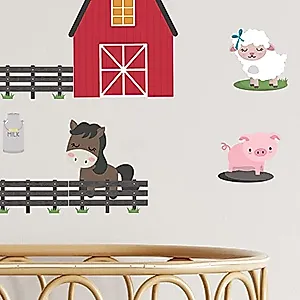 Teddylabels - Wall Stickers for Kids Room Baby Room Nursery Childrens Bedroom - Self-Adhesive Reusable Themed Wall Decals Stickers - Farm Life (Size: 8.46 inch x 6.1 inch)