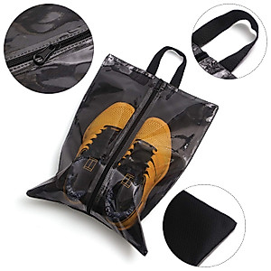 Set of 5 Transparent Large Travel Packing Organizer Clear Shoe Bags for Men and Women, Storage Cubes Pouch for Accessories Suitcase Luggage