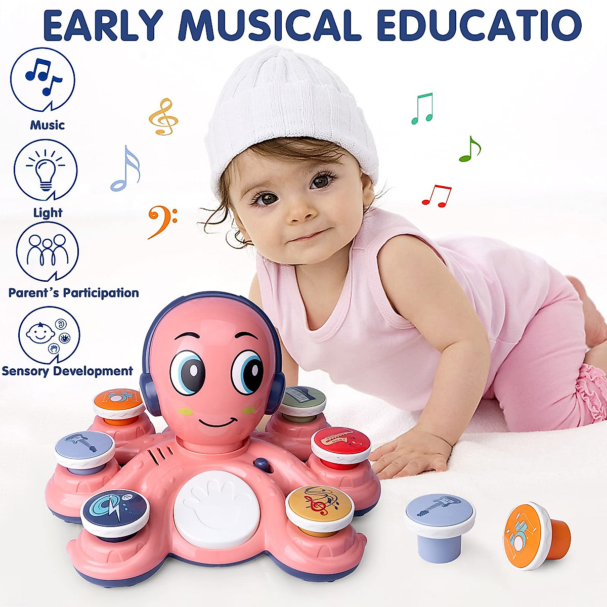 Baby Musical Toys Learning Toys for Toddlers, Octopus Music Toys, Preschooler Musical Educational Instruments Toy for Baby, Birthday Toys for Girls Boys