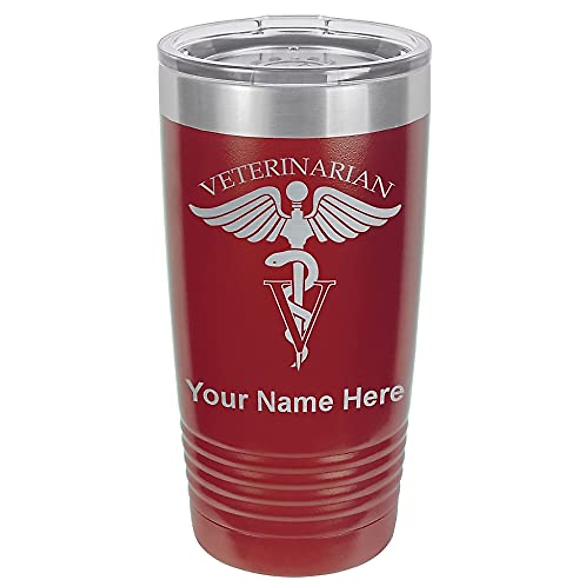 LaserGram 20oz Vacuum Insulated Tumbler Mug, Veterinarian, Personalized Engraving Included (Maroon)