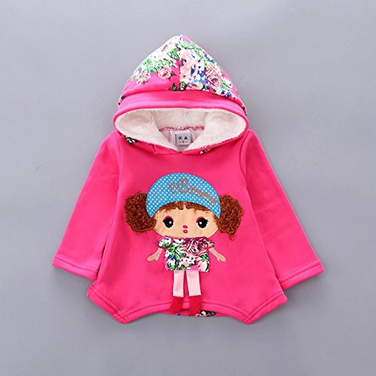 Spring Autumn Winter Little Baby Girls Clothing Set Warm Velvet Hoodie and Pants (18-24Months, Red)