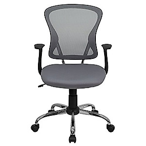 Flash Furniture Alfred Mid-Back Gray Mesh Swivel Task Office Chair with Chrome Base and Arms