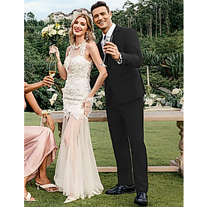 COOFANDY Men's 2 Piece Suits Classic Fit 2 Button Dress Suits Tuxedo Jacket Blazer for Wedding Business Dinner Prom