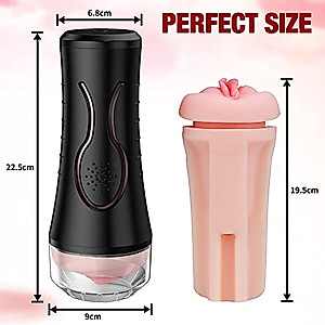 Vibrating Male Masturbator Squeezable Pocket Pussy, Lifelike Textured Vagina, Masturbation Cup with 7.5" Depth, Plump and Soft Fleshy Masturbating Stroker Sex Toy for Men Realistic