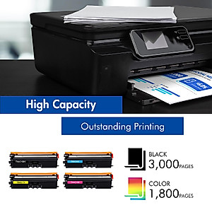 TN431 TN-431 Toner Cartridges 4-Packs: TN433 Standard Yield TN 431 Toner Replacement for Brother TN-431BK TN-431C TN-431M TN-431Y MFC-L8900CDW HL-L8360CDW HL-L8260CDW MFC-L8610CDW HL-L8360CDWT Printer