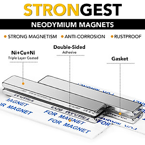Strong Magnet - 25 Pack Neodymium Bar Magnets, Powerful Rare Earth Magnets - Industrial Strength NdFeB Magnet Set for Fridge, DIY, Crafts - 60 x 10 x 3 mm