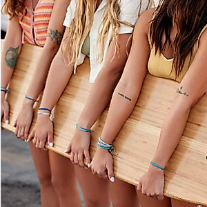 Pura Vida Bracelets Pack Blue Friendship Bracelet Pack - Set of 10 Stackable Bracelets for Women, Handmade Bracelets & Cute Bracelets for Teen Girls, Beach Accessories for Teens - 10 String Bracelets