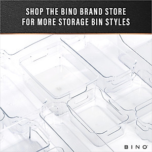 BINO | Plastic Storage Bins, Medium - Shallow | THE HANDLER COLLECTION | Multipurpose Organizer Bins | Kitchen Pantry Organizers and Storage | Clear Containers for Organizing Home | Freezer Organizer
