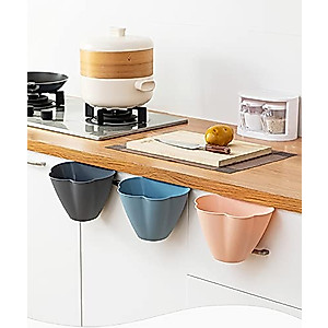 SERENITA 3 Pack Over the Cabinet Door Mount Organizer Baskets. Kitchen Pantry Hanging Holder Storage Organizer. Trash Can Bin (Pink)