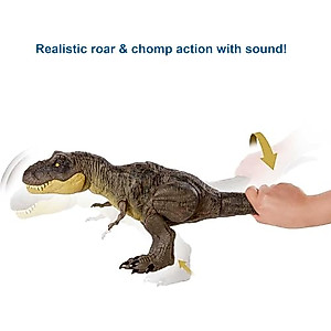 Mattel Jurassic World Camp Cretaceous Stomp 'n Escape Tyrannosaurus T Rex Action Figure Toy with Stomping Motion