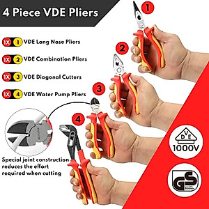 BILITOOLS Insulated Screwdriver & Pliers Set, 1000V Electrical Tools for Electrician Magnetic Phillips Slotted Pozidriv Tips