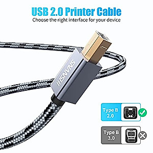SNANSHI Printer Cable 25 ft USB Printer Cable USB A to USB B Cable Printer USB Cable Compatible with HP, Canon, Dell, Epson, Lexmark, Xerox Printer and More