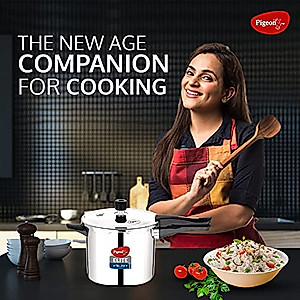 Pigeon Elite Tri-Ply Stainless Steel Body Outer Lid Pressure Cooker Induction and Gas Stove Compatible 3 L - Silver