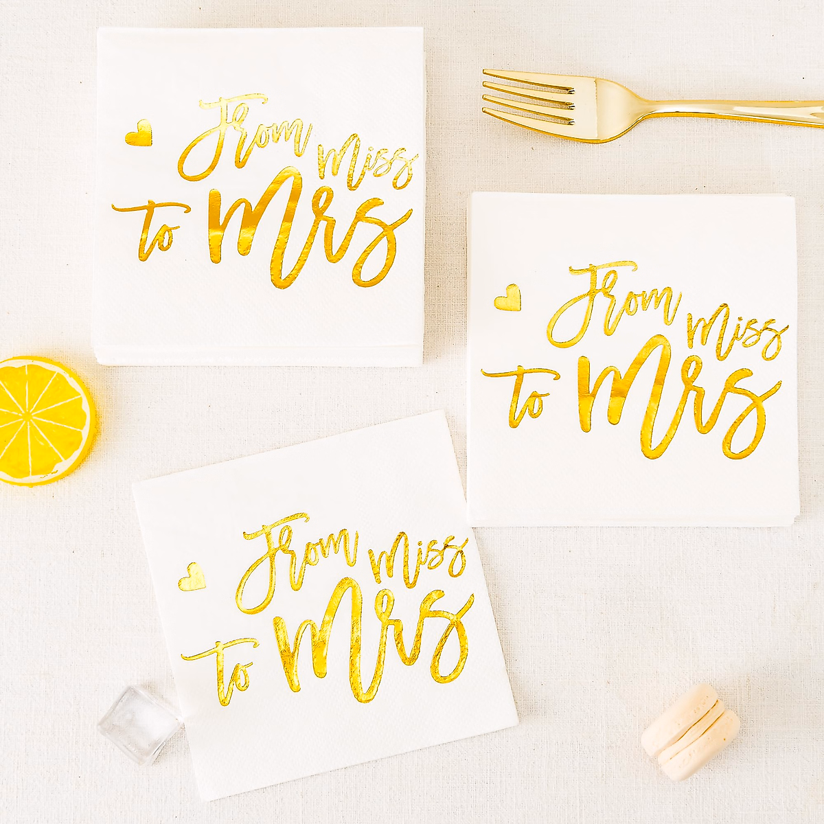 Calculs From Miss to Mrs Bridal Shower Beverage Napkin Gold Foil for Bachelorette/Engagement Party Paper Table Supplies 55 Pcs