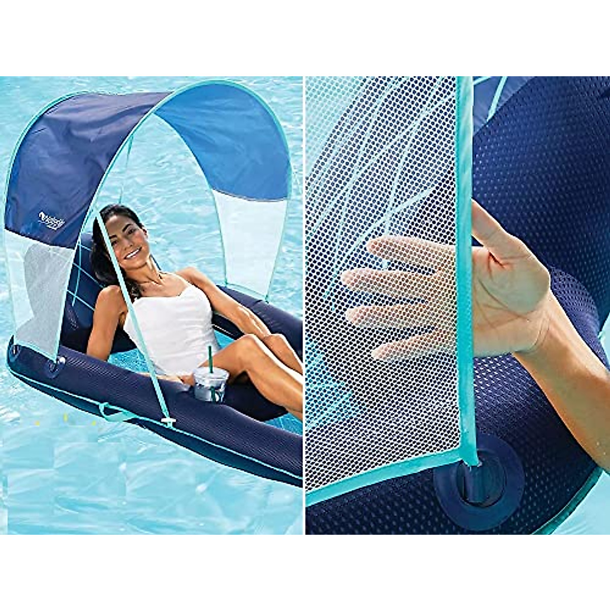 waterlife Ultimate Sunshade Recliner Fabric mesh Covered Pool Lounge