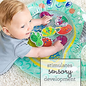 Infantino Wee Wild Ones Pat & Play Water Mat - Narwhal Themed Water mat for Infants and Older Babies, for Tummy time and Sensory Play
