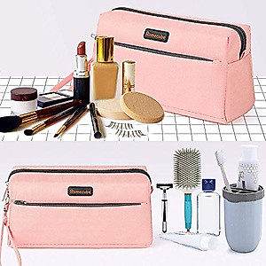 Homecube Pencil Case Cosmetic Bag Student Stationery Pouch Bag Office Storage Organizer for Girl Boy Women Men - Pink