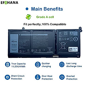 EFOHANA G91J0 41Wh Laptop Battery Replacement for Dell Latitude 3320 3330 3420 3520 Inspiron 3510 3511 3515 5310 5410 5418 5510 5515 5518 14 Plus 7420 7415 2-in-1 Vostro 5620 5625 V6W33 TN70C