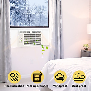 Powrocket Window Air Conditioner Foam Insulated Panel, 17-Inch High x 9-Inch Wide All Season Protection Window AC Side Panels Kit with Air Conditioner Top Seal Strip