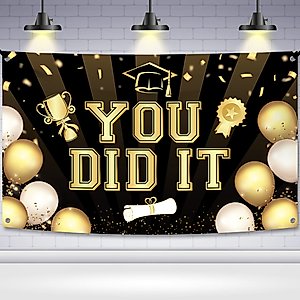 KatchOn, Black You Did It Banner 2024 - XtraLarge, 72x44 Inch | 2024 Graduation Banner, Black and Gold Graduation Decorations Class of 2024 | Congratulations Banner, 2024 Graduation Party Decorations