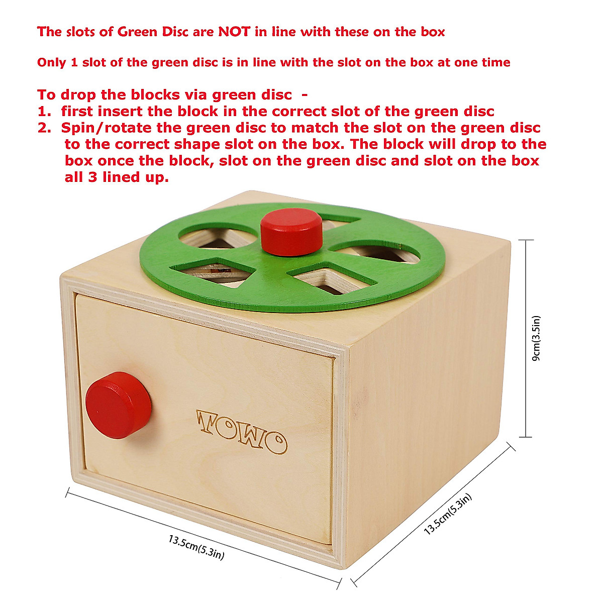 TOWO Wooden Shape Sorter - Sorting Box with Latch Lock - Rotating Wheel -Screw- and Shape Blocks- Sorting Cube Educational Toys for Kids Early Learning Montessori Materials