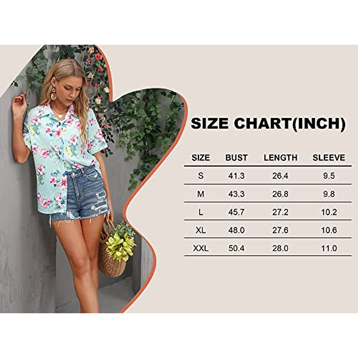 ZXZY Women Summer Hawaii Shirts Soft Cool Floral Tropic Print Short Sleeve Button Up Tops T-Shirt Light Green