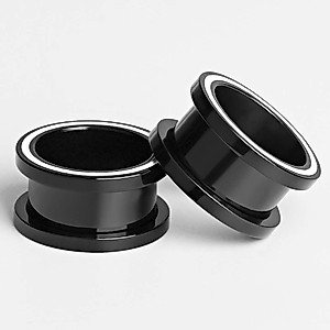 TBOSEN 2 pairs Stainless Steel Ear Plugs Black Gauges Stretching Screw Fit Tunnels Expander Piercing Jewelry