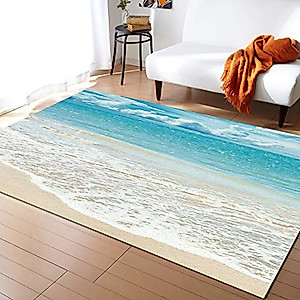 Gsypo Summer Indoor Modern Contemporary Area Rug, Tropical Ocean Beach Sea Water Ultra Soft Non-Shedding Carpet Floor Mats Stain Resistant Living Room Bedroom Area Rugs Washable 2'x3'