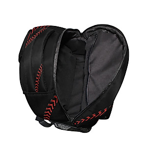 STAYTOP Black Baseball Laces Backpacks Travel School Bags for Boys Girls School Computer Backpacks Book Bag Travel Hiking Camping Daypack, 16x11.4x6.9in