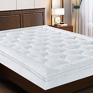 EASELAND Queen Size Mattress Topper Pillow Top Mattress Cover Quilted Fitted Mattress Protector Cotton Top 8-21" Deep Pocket Extra Thick Mattress Pad (60x80 Inches, Dark Grey)