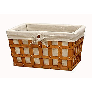 Large Woodchip Storage Basket Bin with Beige Liner