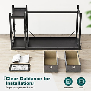 SMUG Computer Desk with Storage Drawers，Small Office Desk Modern Simple Study Writing Table for Home, Black 40 Inch